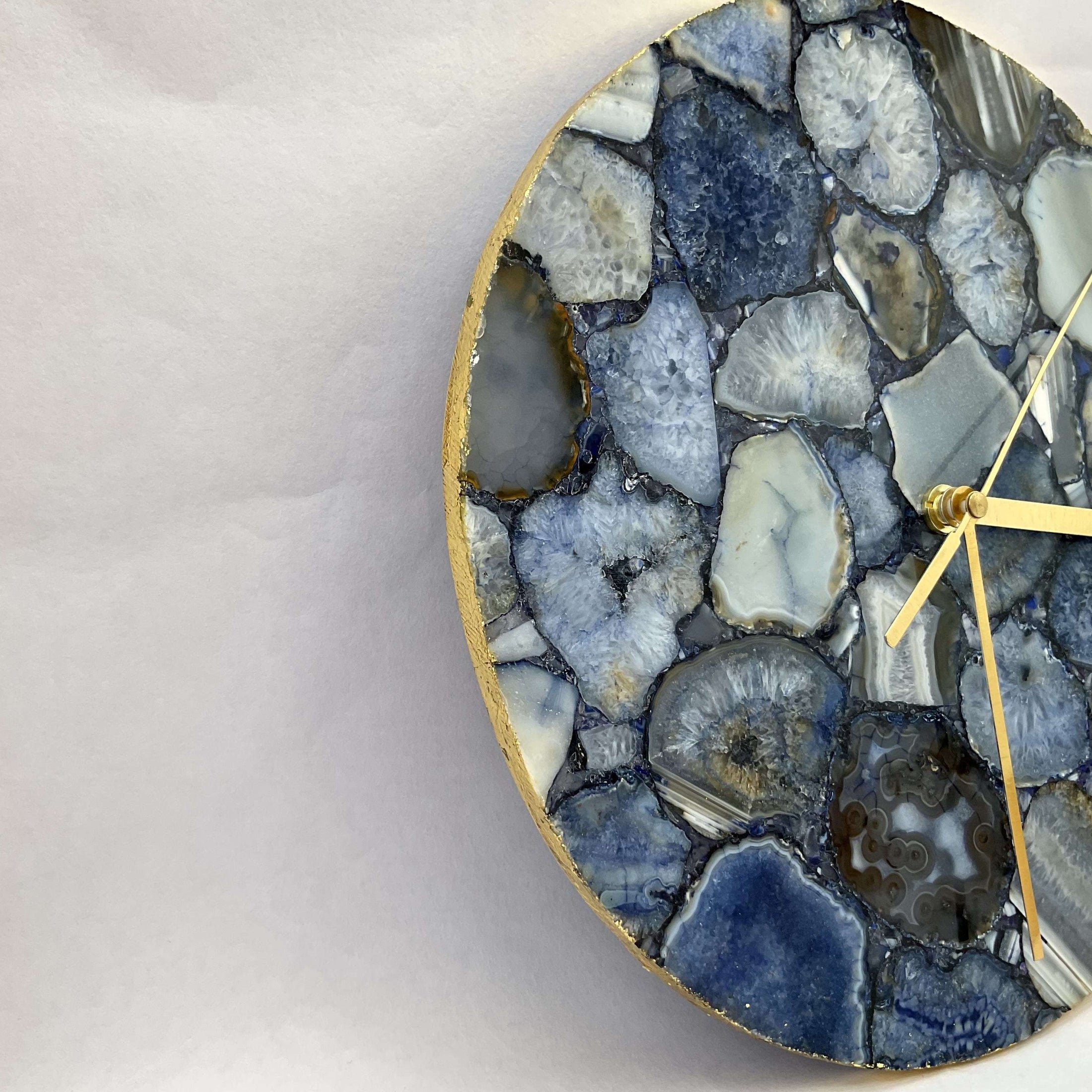 Blue Agate Clock: Elegant Gemstone Round Clock with Leafing – Writings ...