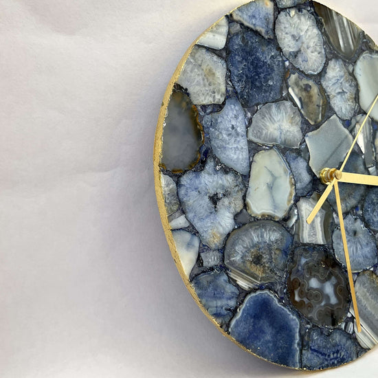 Blue Agate Clock: Elegant Gemstone Round Clock with Leafing – Writings ...