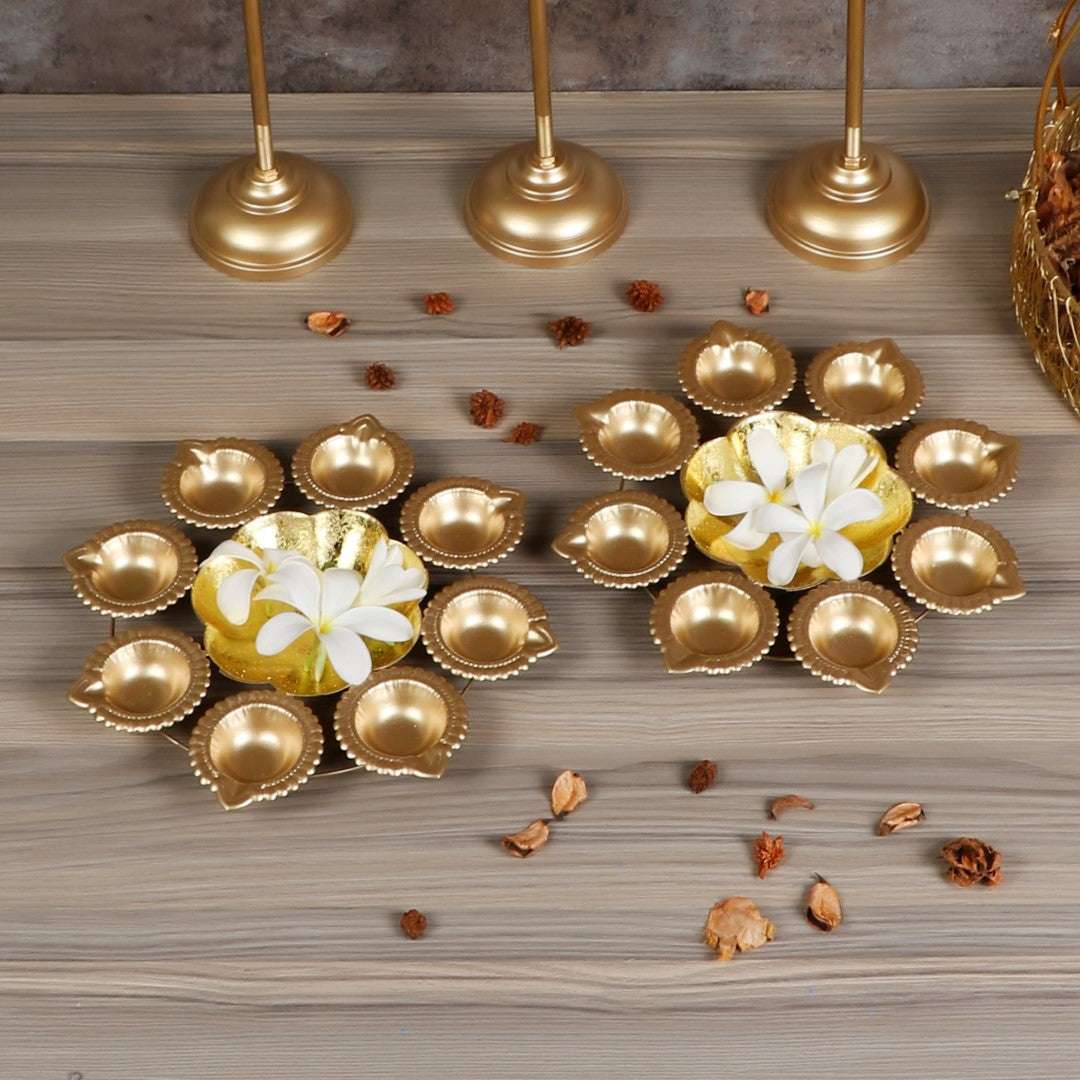 Diya & Detachable Flower Urli Set of 5 – Writings On The Wall
