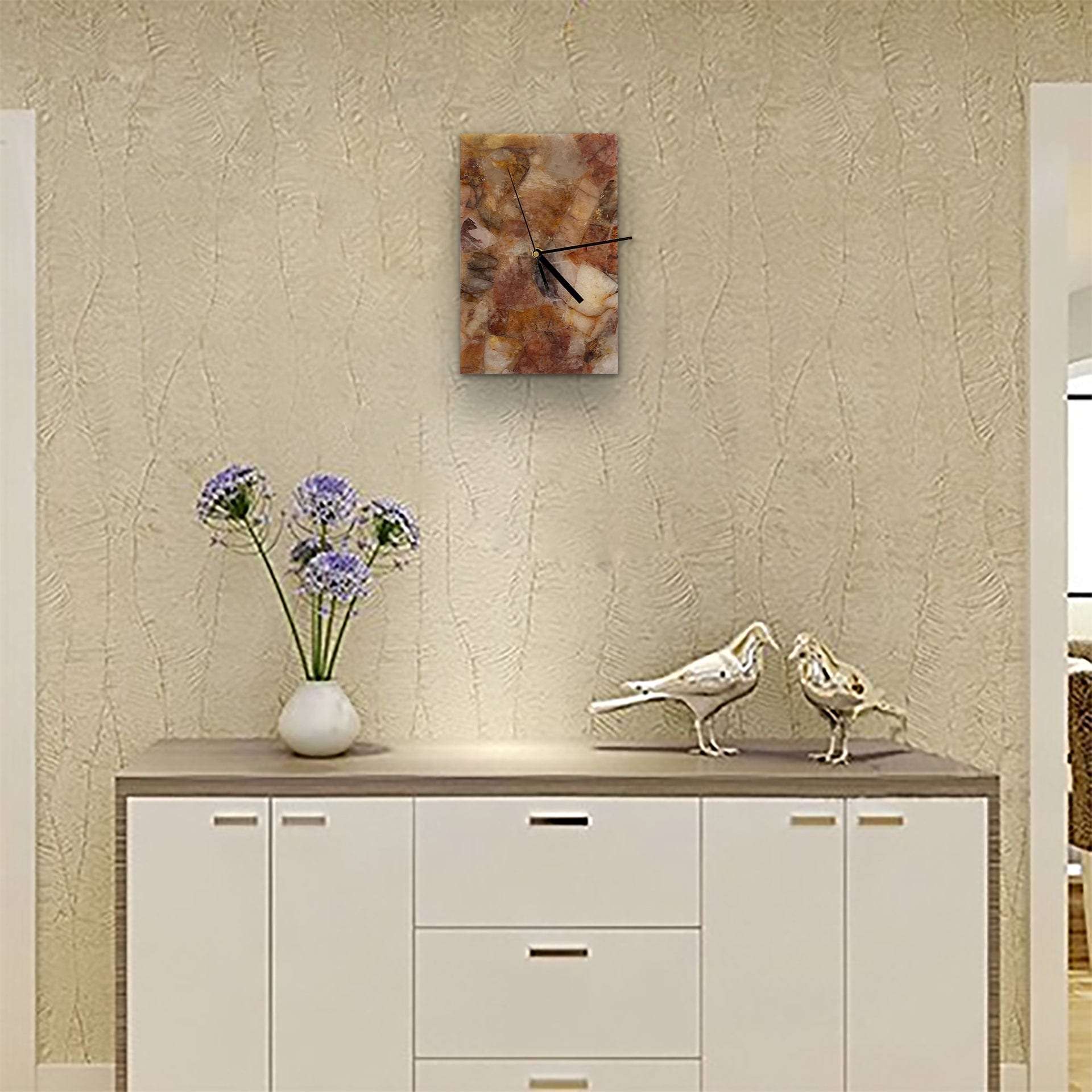 Buy Golden Quartz Gemstone Rectangle Clock |Stone Wall Clock – Writings ...