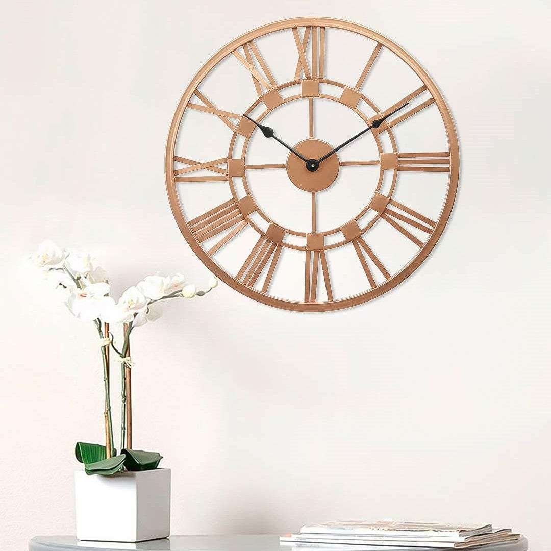Rose Gold Designer Metal Wall Clock | Large Wall Clock – Writings On ...