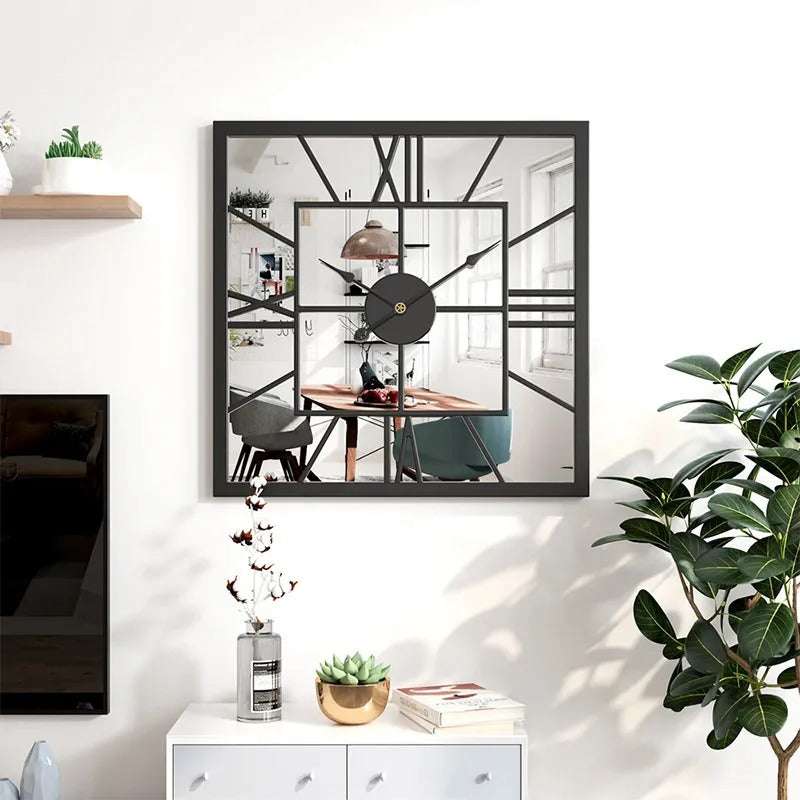 Square Roman Mirror Wall Clock: Elegant Timepiece – Writings On The Wall