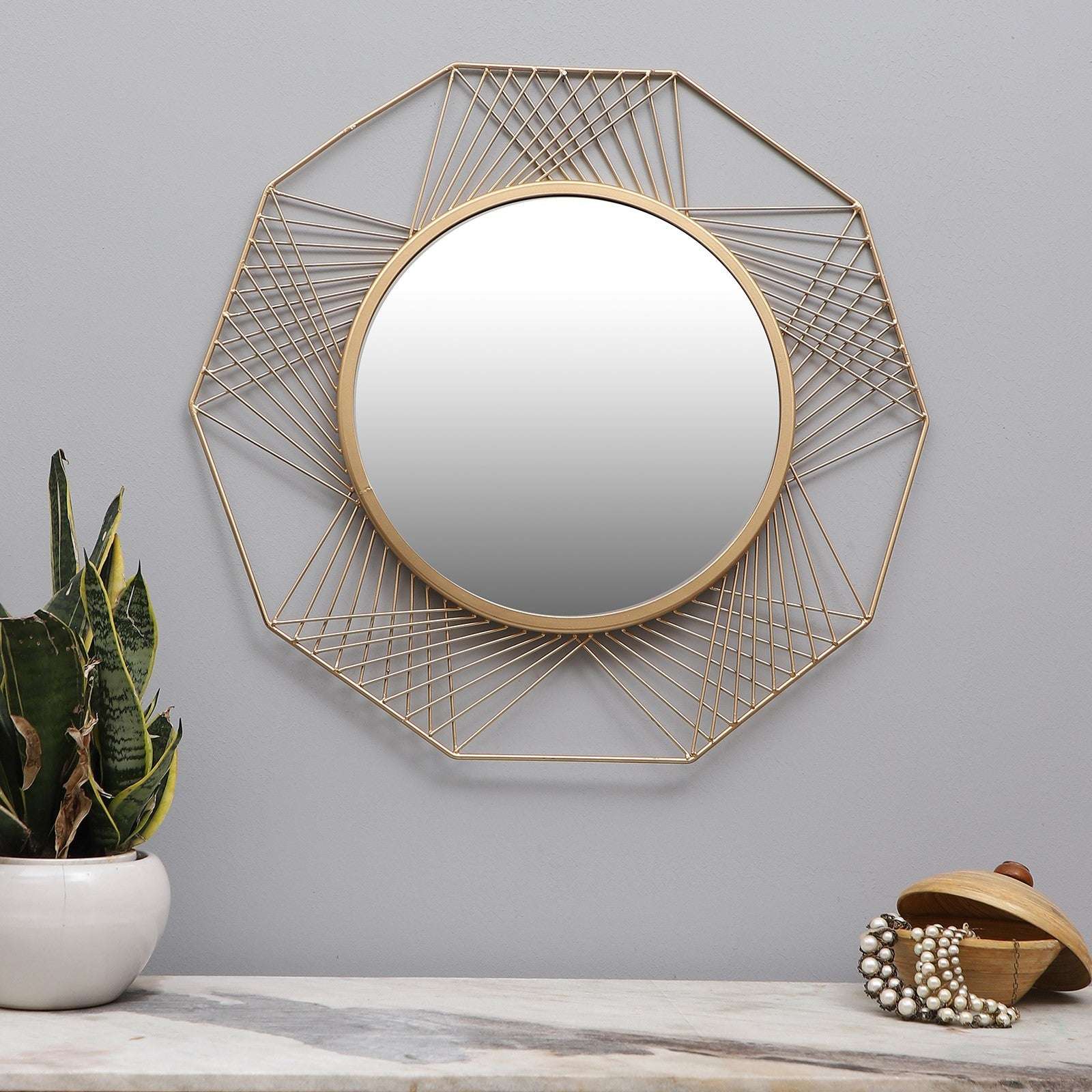 Mesh Design Wall Mirror | Round Wall Mirror – Writings On The Wall